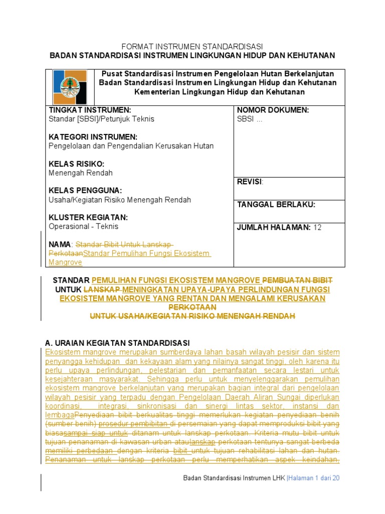 WG 2 Standar Pemulihan Fungsi Eko Mangrove | PDF