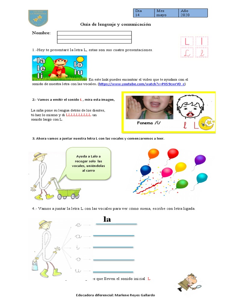 Guia Letra L Colaborativa | PDF | Artes del lenguaje y disciplina