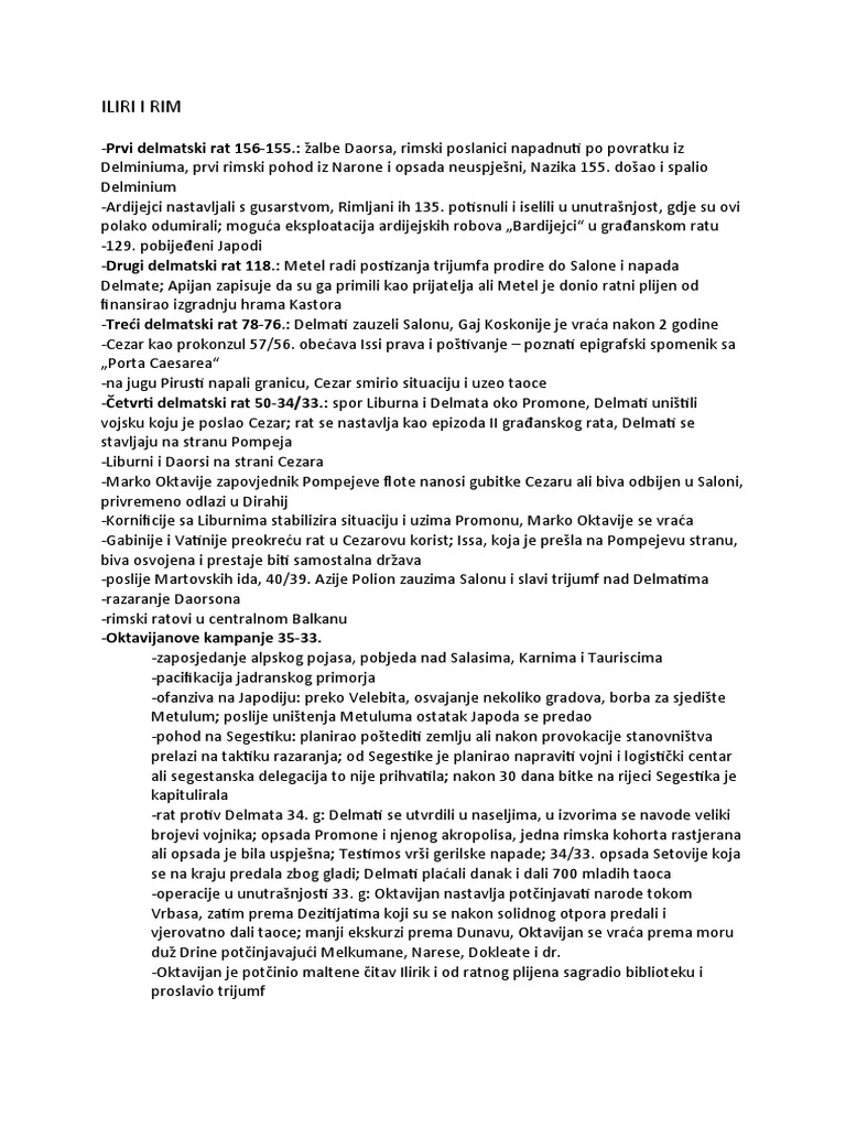 ILIRI - Rimski Period | PDF