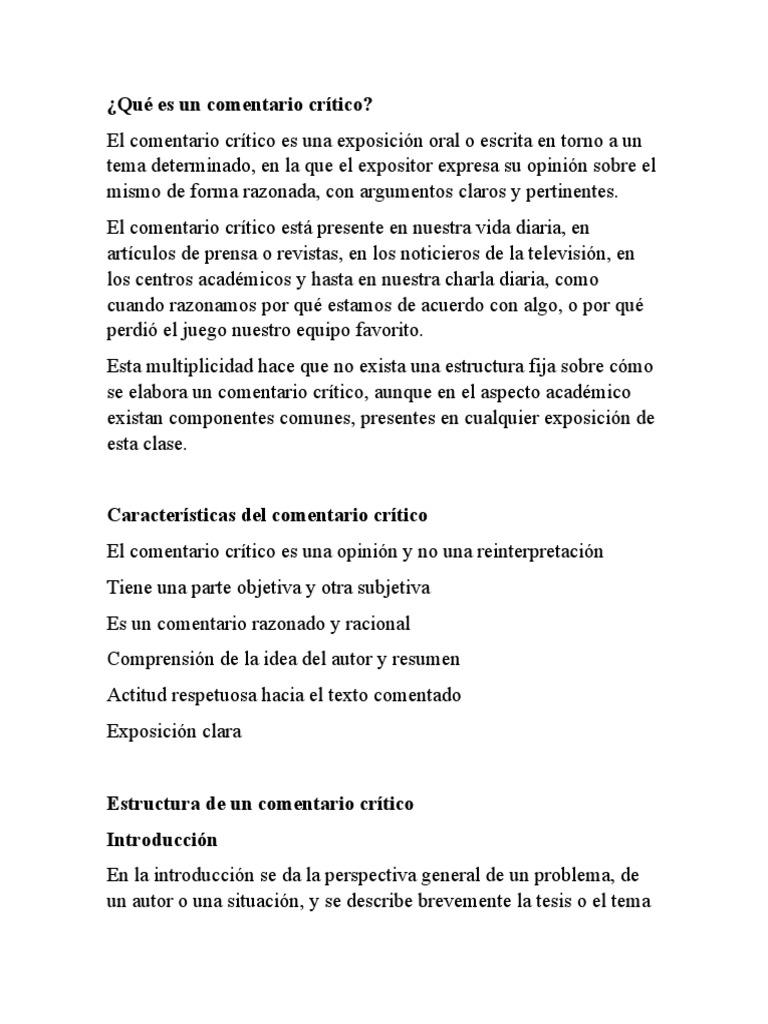 Qué Es Un Comentario Crítico | PDF | Contaminación