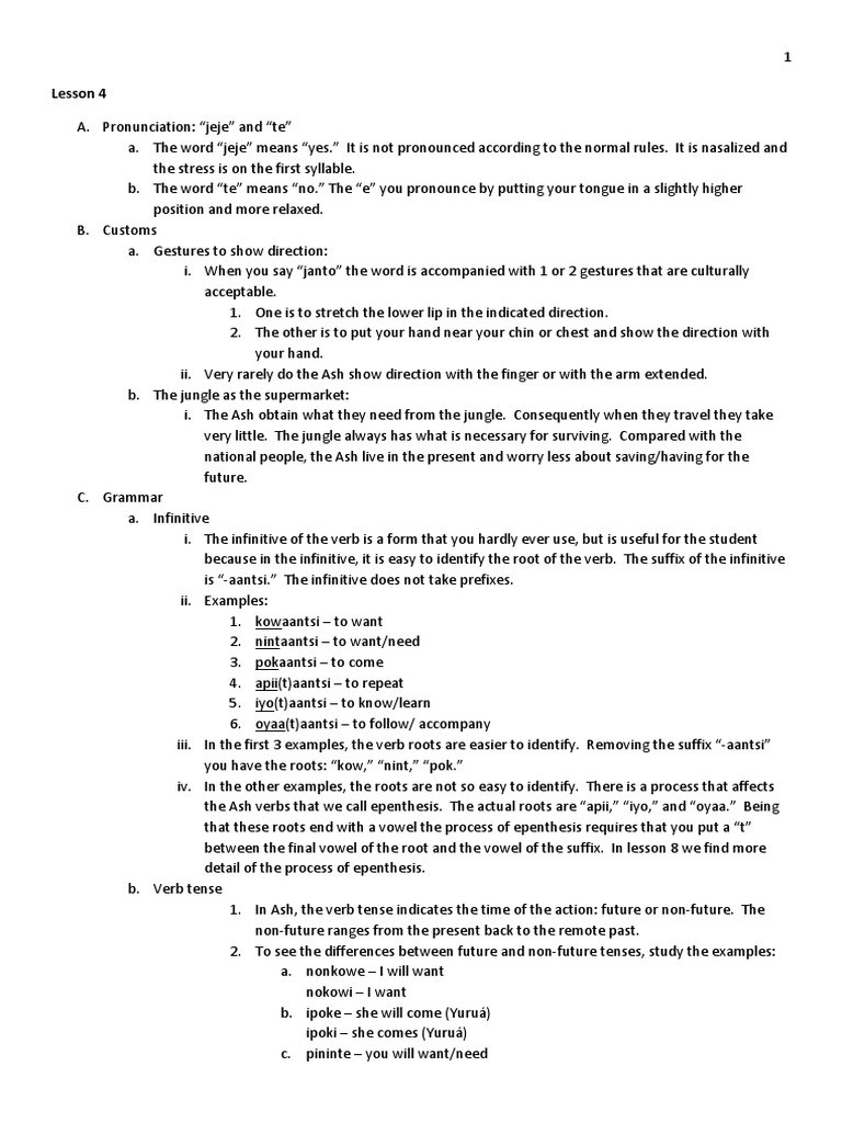 Grammar Notes Lesson 4 | PDF | Grammatical Tense | Verb