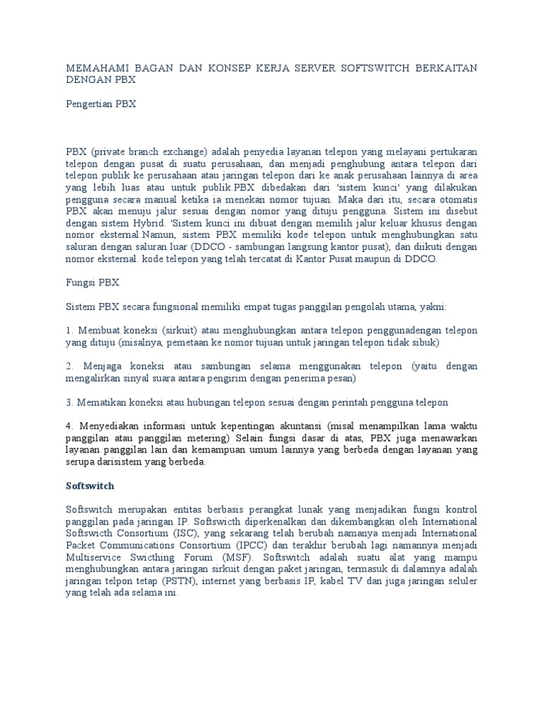 Memahami PBX dan Softswitch dalam Telepon | PDF | Teknologi & Rekayasa