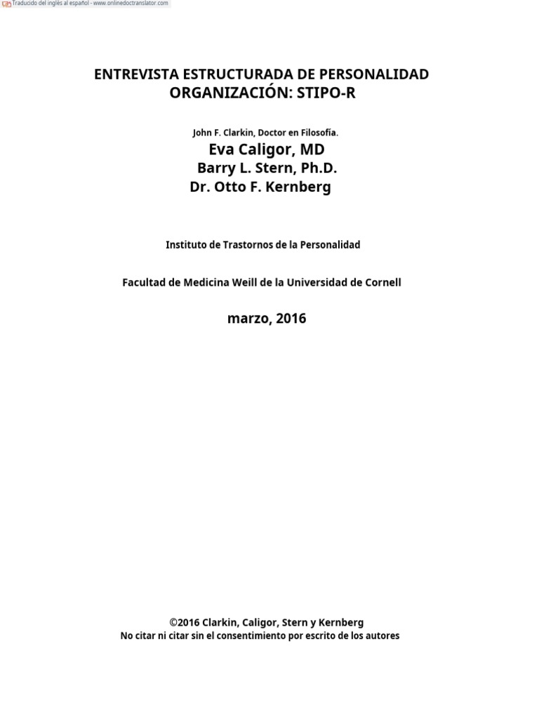 STIPO-R en Es | PDF | Narcisismo | Autoestima