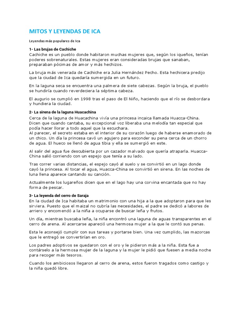 Mitos y Leyendas de Ica | PDF | Ciencias sociales | Historia
