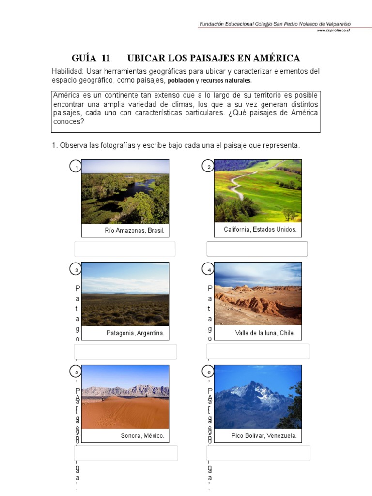 Guía de Paisajes de América 4° Básico | PDF | Américas | Andes