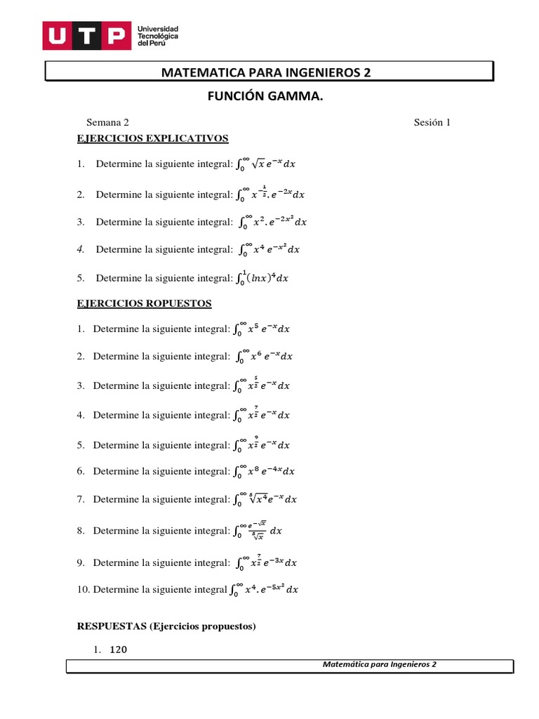 Semana 2 Separata 2. Función Gamma | PDF