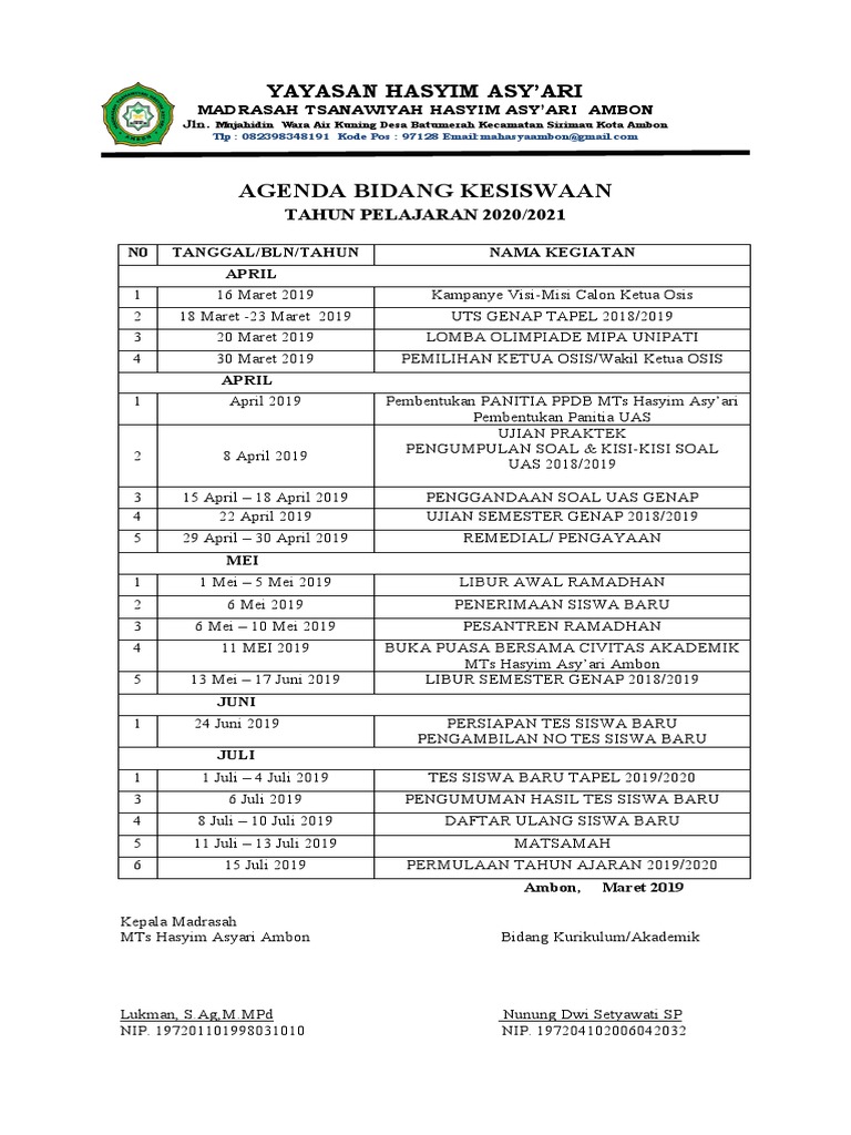 Agenda Kesis Osis 2021 | PDF
