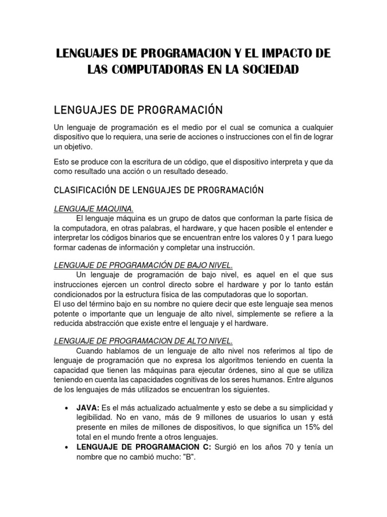 Lenguajes de Programacion | PDF | Lenguaje de programación | Programación de computadoras