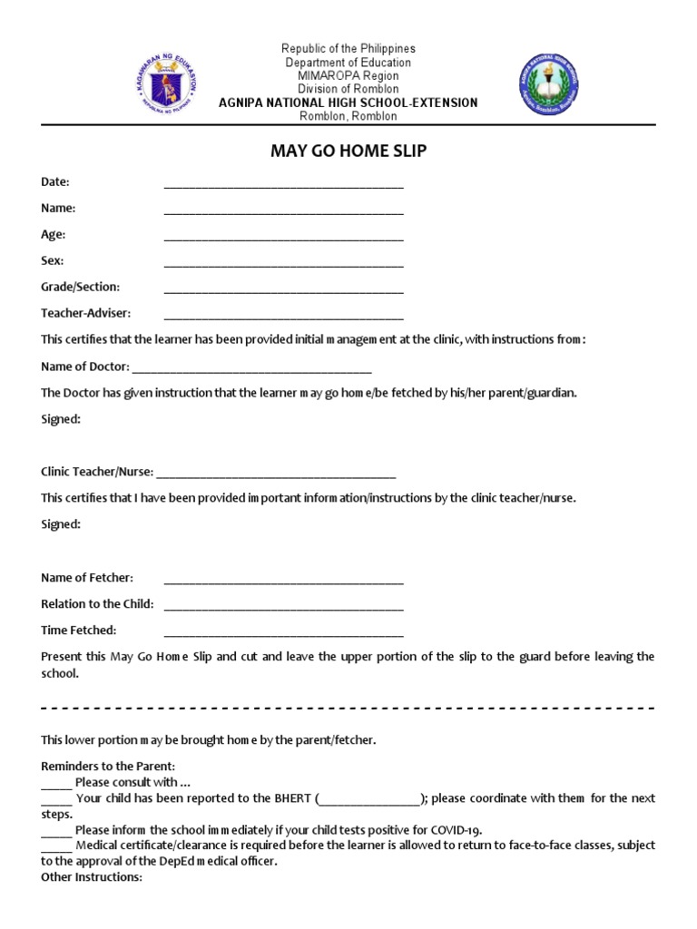 May Go Home Slip | PDF