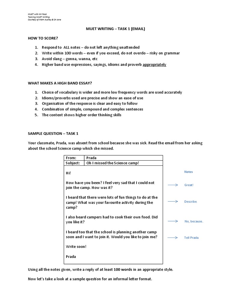 MUET Writing - Email | PDF | Cognition | Human Communication