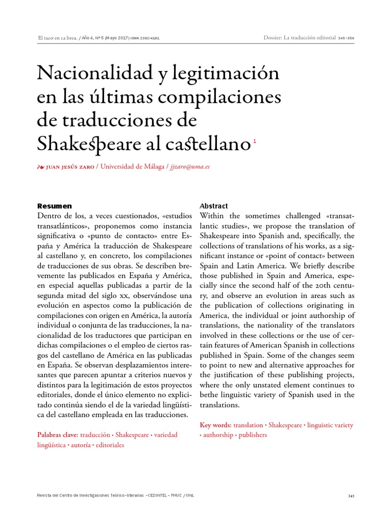 Traducción de Shakespeare al castellano | PDF | William Shakespeare ...
