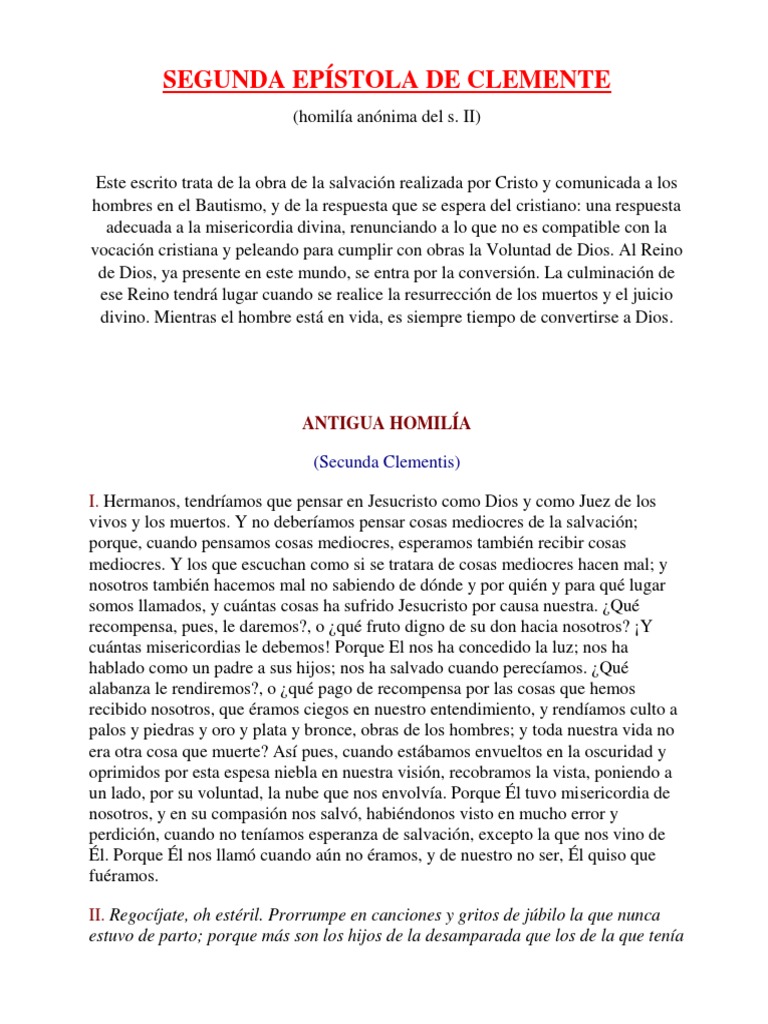 Segunda Epístola de Clemente | PDF | Cristo (título) | Salvación