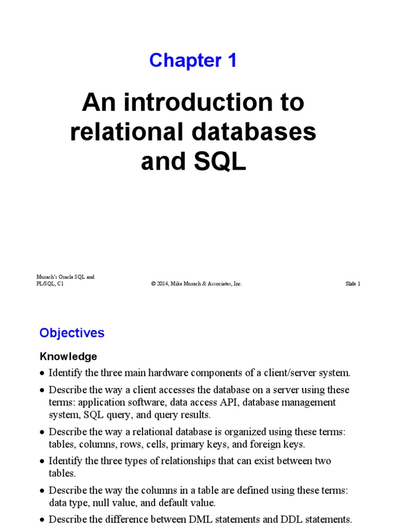 Chapter 1 | PDF | Databases | Sql