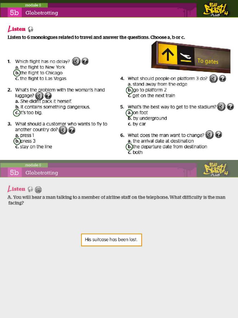 Full Blast Plus 4 SB 5b Listen (p76-77) - Answers | PDF