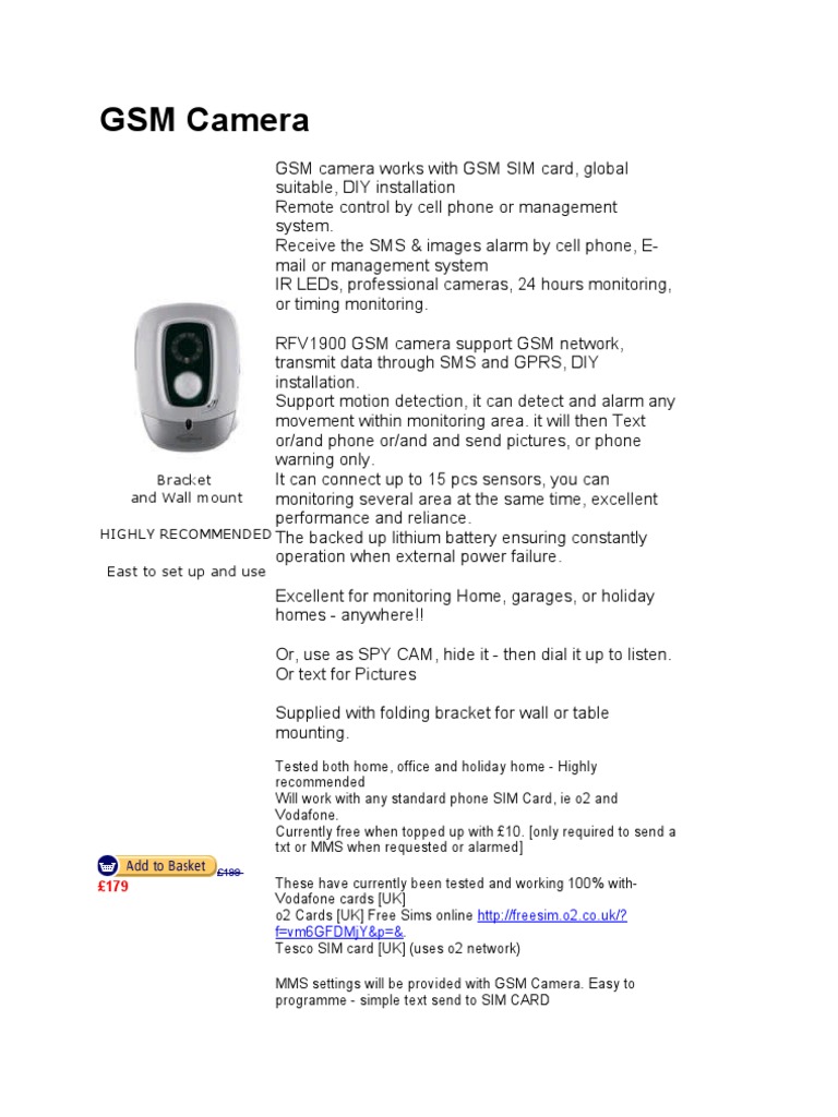 Camera GSM | PDF | Surveillance | Video