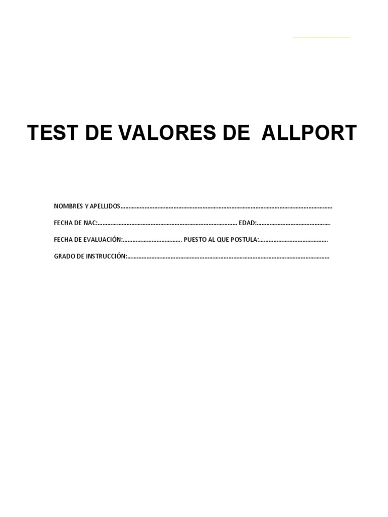 Test de Valores de Allport | PDF