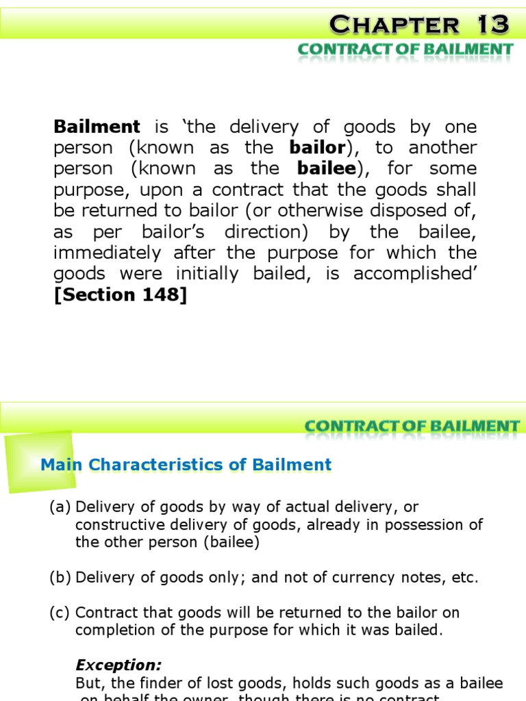 Contract of Bailment | PDF | Lien | Damages