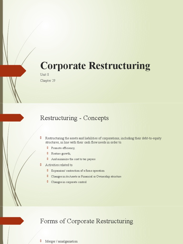 6 Unit 8 Corporate Restructure | PDF | Mergers And Acquisitions ...