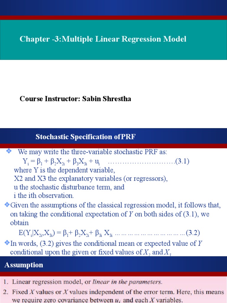 Chapter - III - Multiple Linear Regression Model | PDF | Linear Regression | Ordinary Least Squares