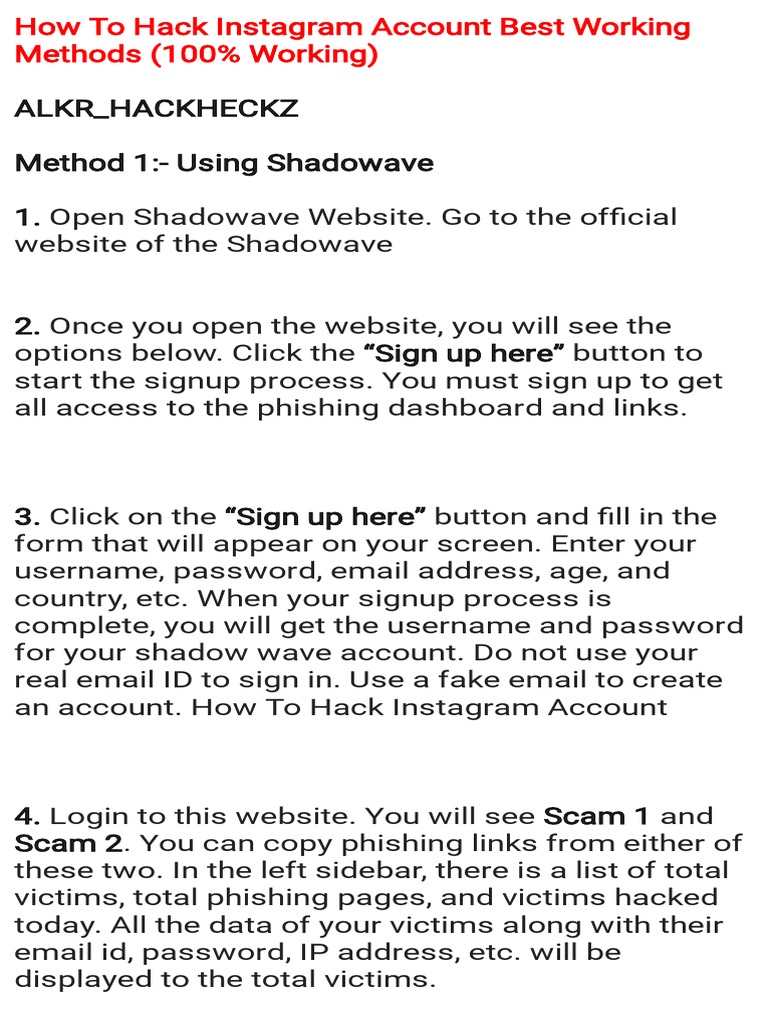 How To Hack Instagram Accounts Best Working Methods | PDF | Phishing ... How To Hack Instagram Accounts Best Working Methods | PDF | Phishing ...