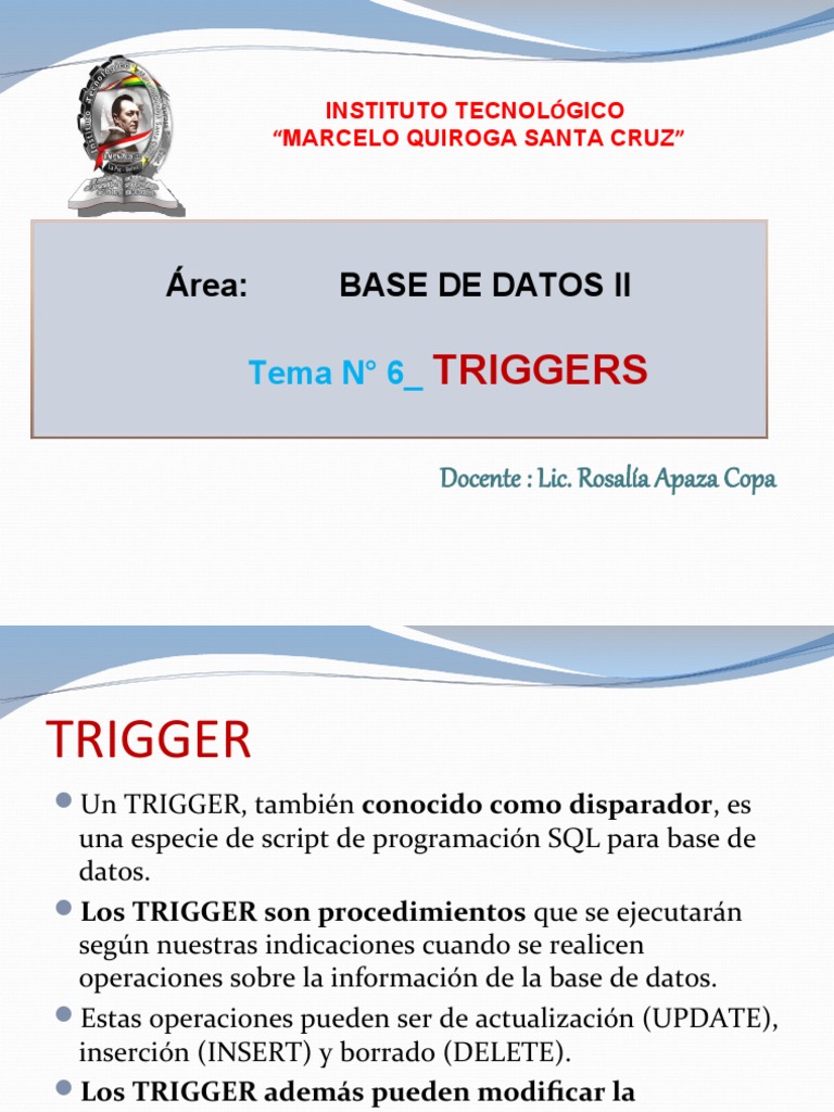 T 6 Triggers | PDF | Informática | Ciencias de la Computación