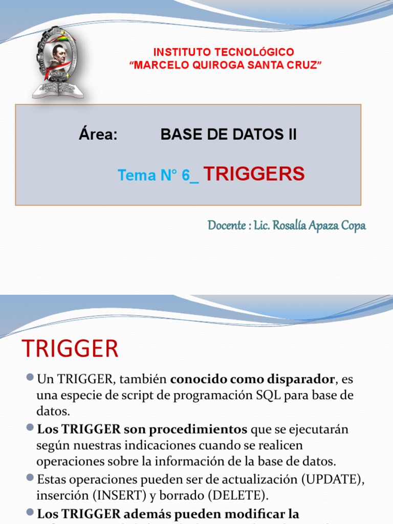 T 6 TRIGGERS 1 Junio | PDF | Software de gestión de datos | Software