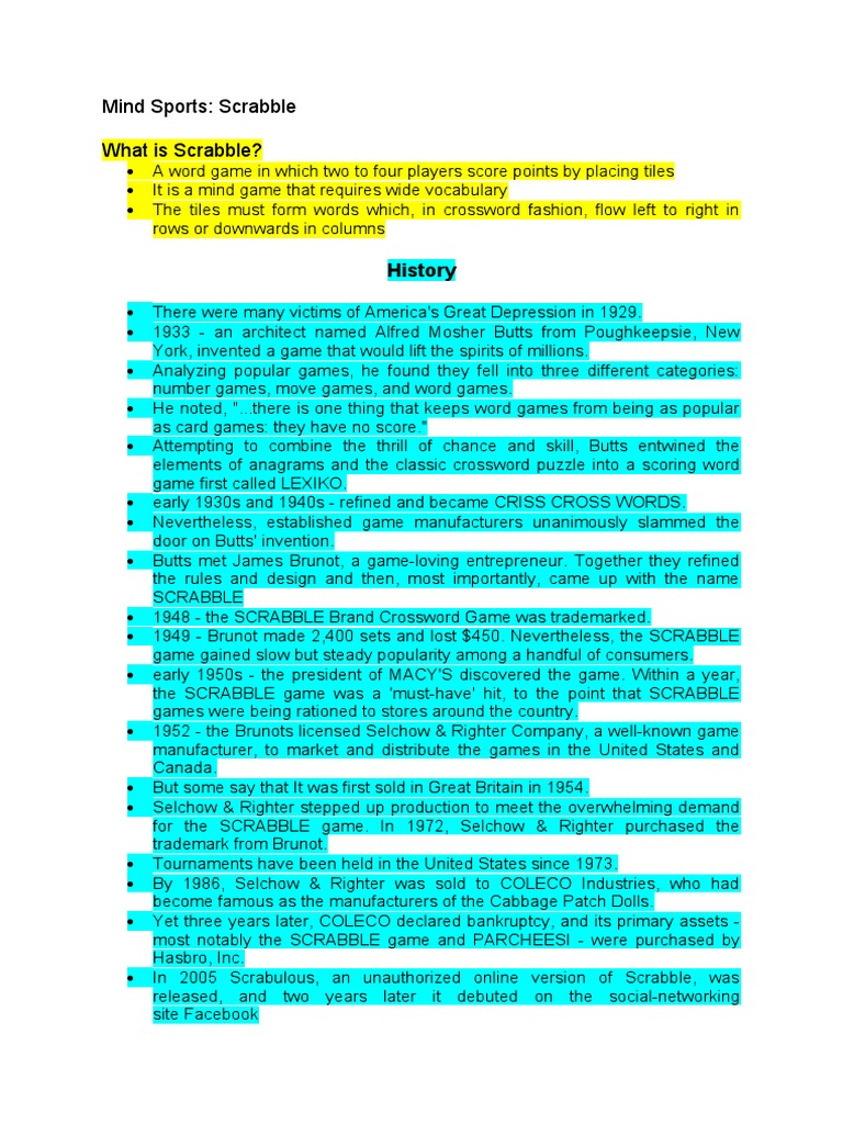 Mind Sports (Report Draft) | PDF