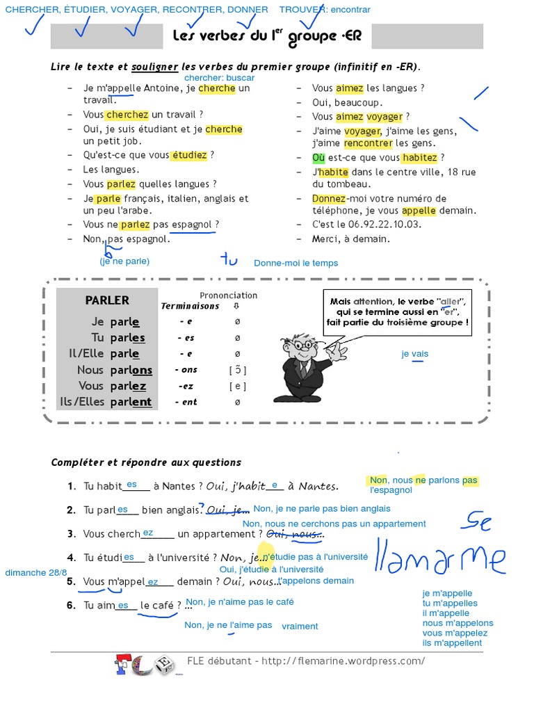 Exercices sur les verbes en -ER | PDF | Verbe | Linguistique
