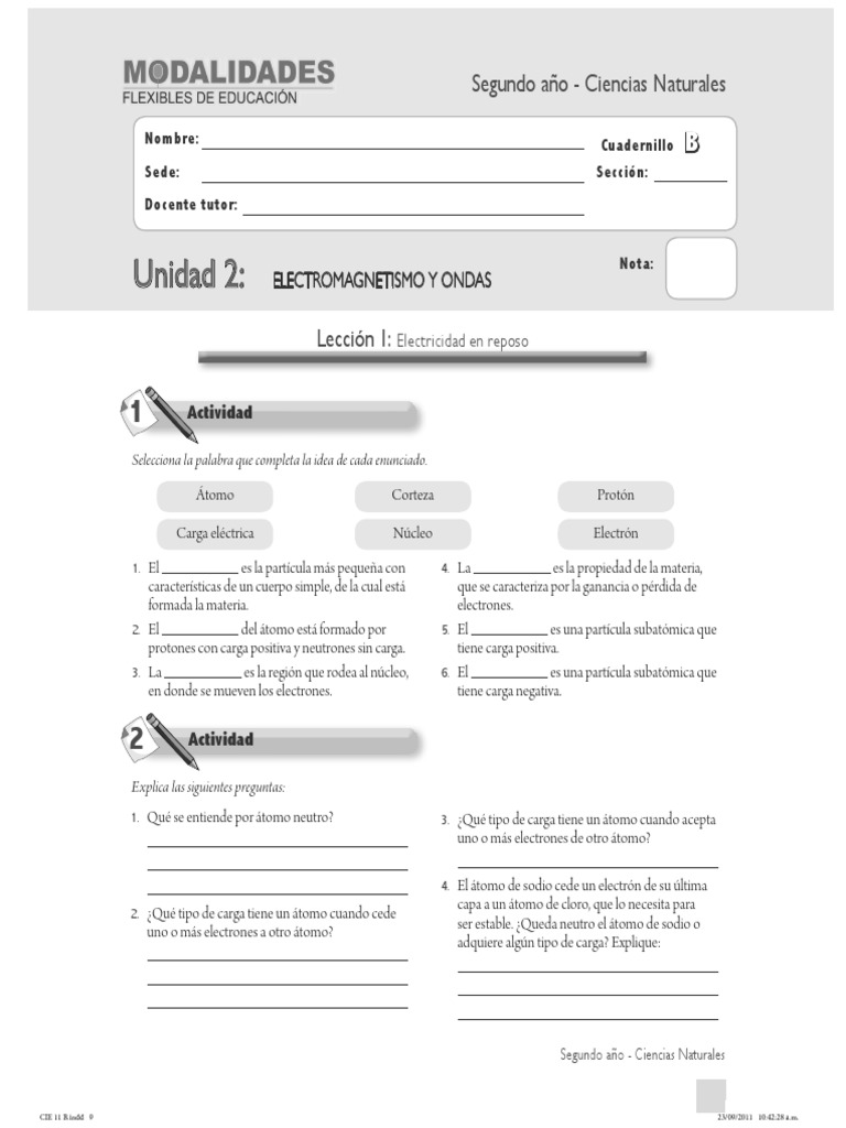 Unidad 2 de Segundo Año CCNN | Descargar gratis PDF | Olas | Corriente eléctrica