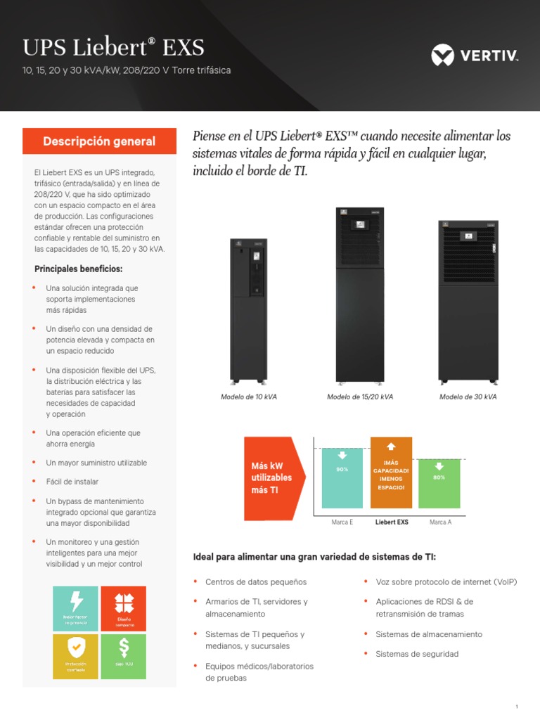 Liebert Exs Data Sheet Spanish | PDF | Ingenieria Eléctrica | Energia ...