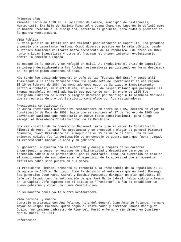 Biografía de Pedro Antonio Pimentel | PDF | Gobierno