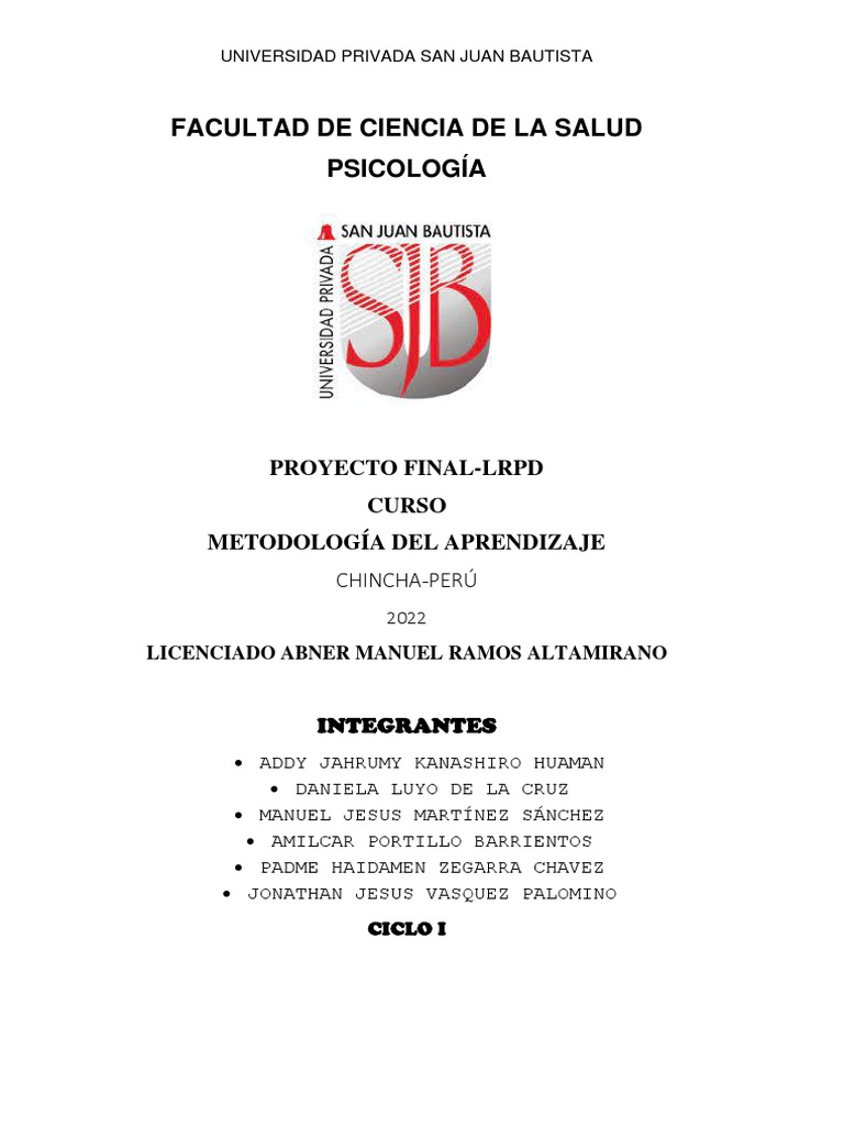 LRPD en la Universidad San Juan Bautista | PDF | Aprendizaje ...