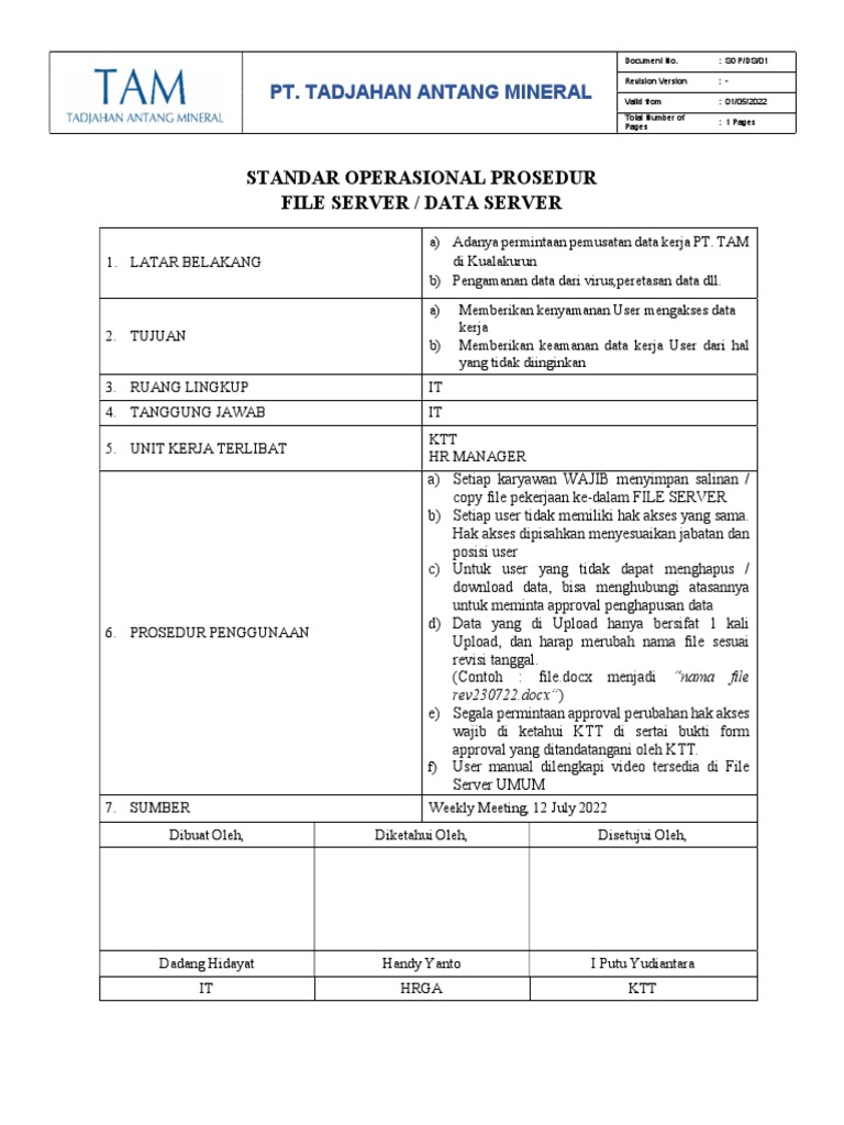 Sop Data Server | PDF
