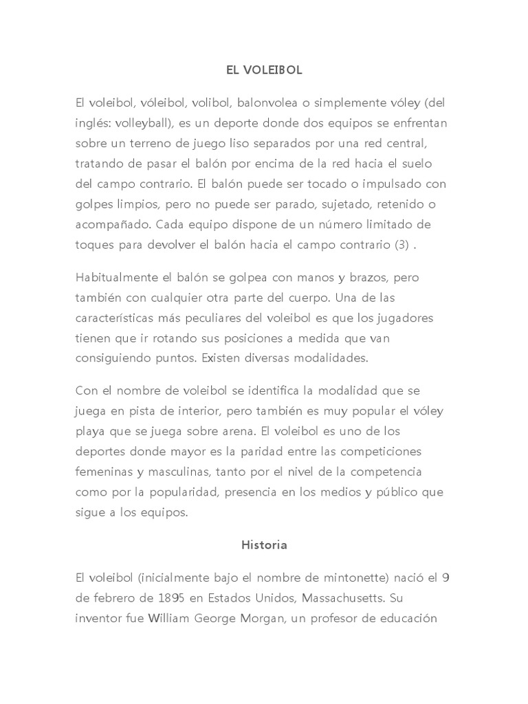 El Voleibol. Historia | PDF | Vóleibol | Entretenimiento