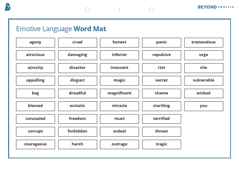 Emotive Language Word Mat | PDF | Law | Mystery, Thriller & Crime Fiction