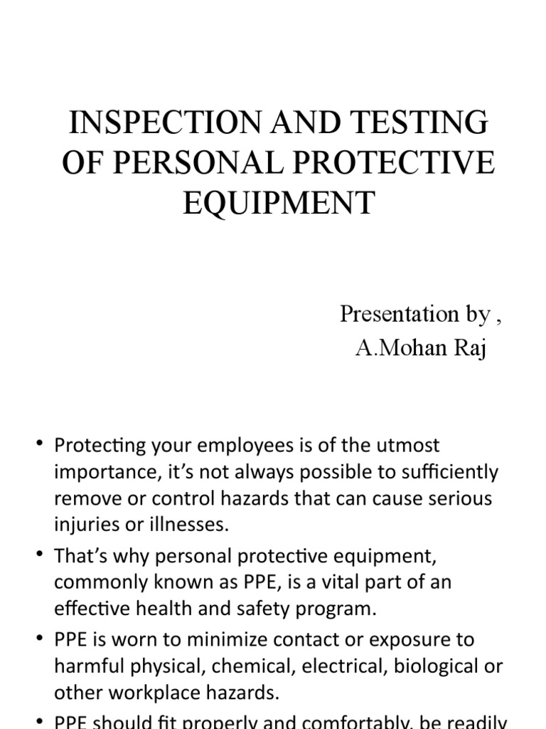 Inspection and Testing of Personal Protective Equipment | PDF ...
