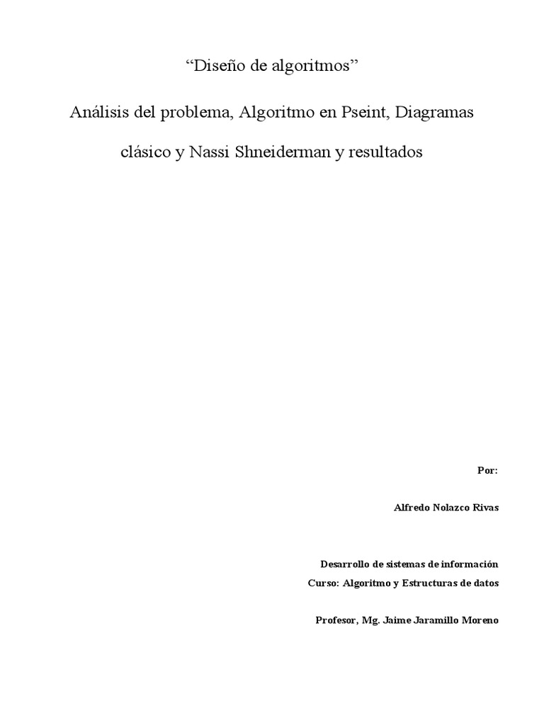 Diseño De Algoritmos Pdf Algoritmos Pie Unidad