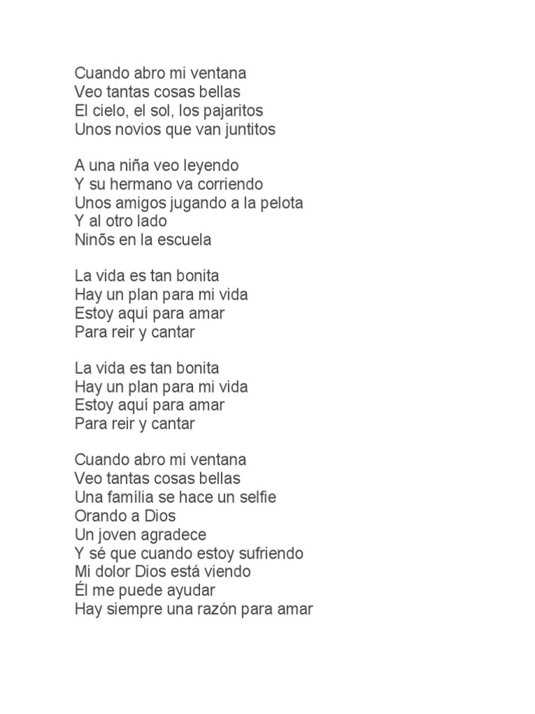 Letra La Vida Es Tan Bonita | PDF