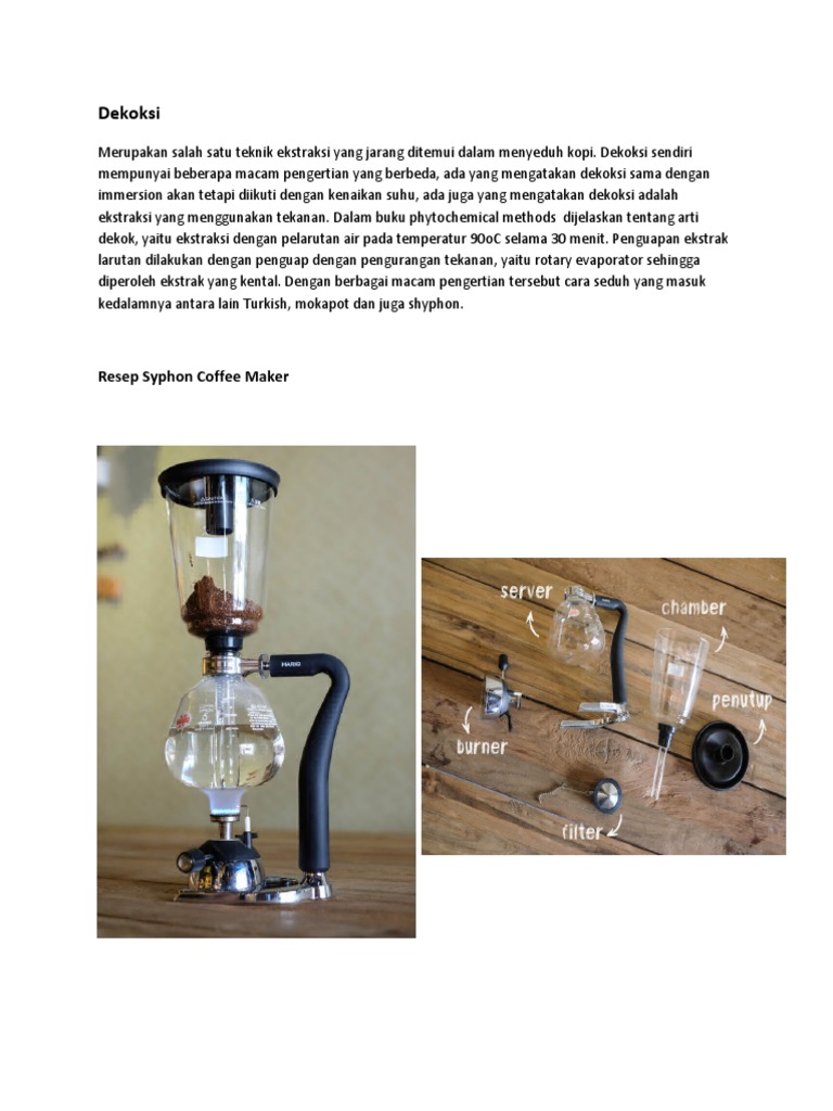 Teknik Dekoksi dan Resep Syphon Coffee | PDF | Memasak, Makanan, & Anggur