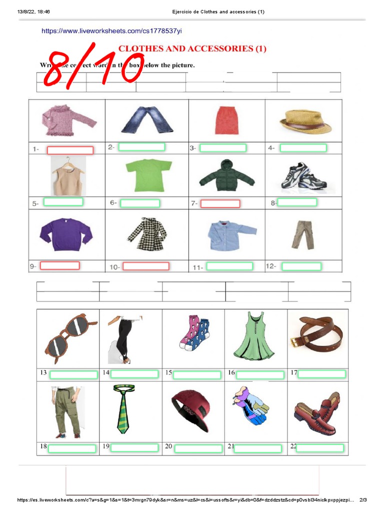 Ejercicio de Clothes and Accessories | PDF