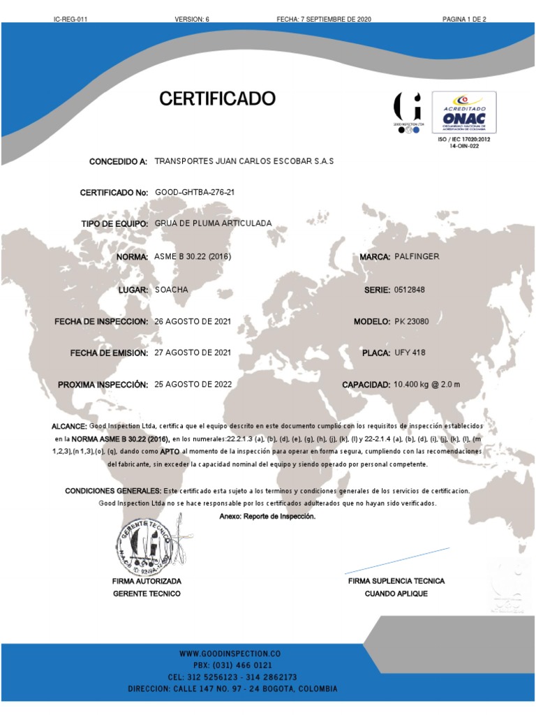 Ic-Reg-011 Certificado | PDF