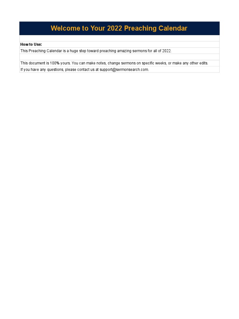 2022 Preaching Calendar | PDF | Jesus | Sermon