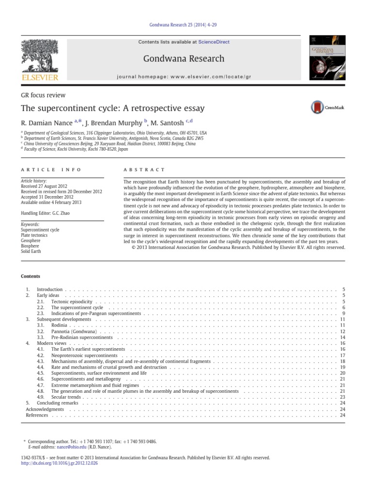 The Supercontinent Cycle A Retrospective Essay Pdf Plate