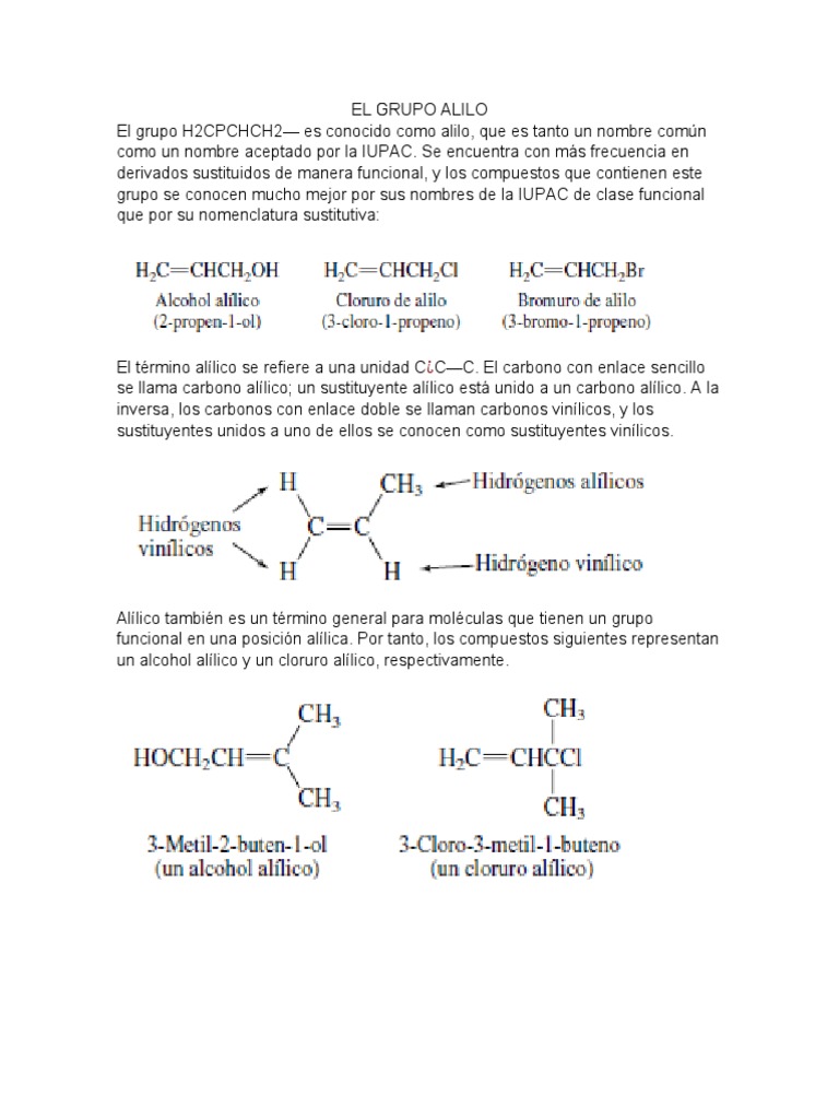 Características y reacciones de los compuestos alílicos | PDF | Enlace ...