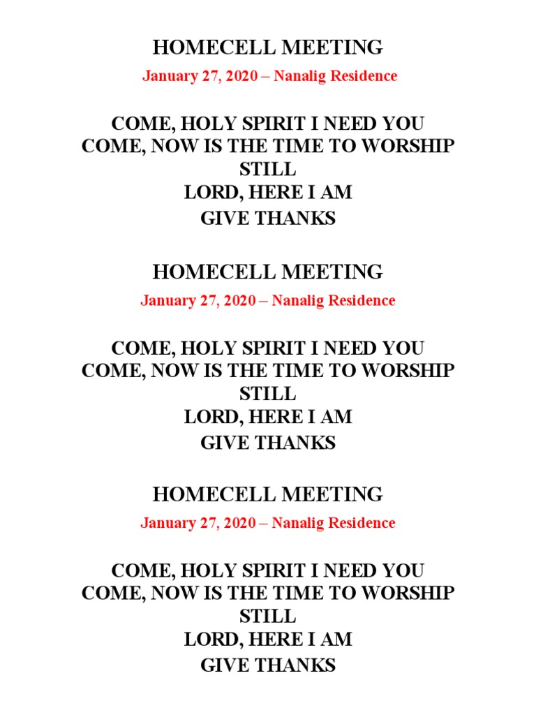 Opening Prayer Songs for Homecell | PDF