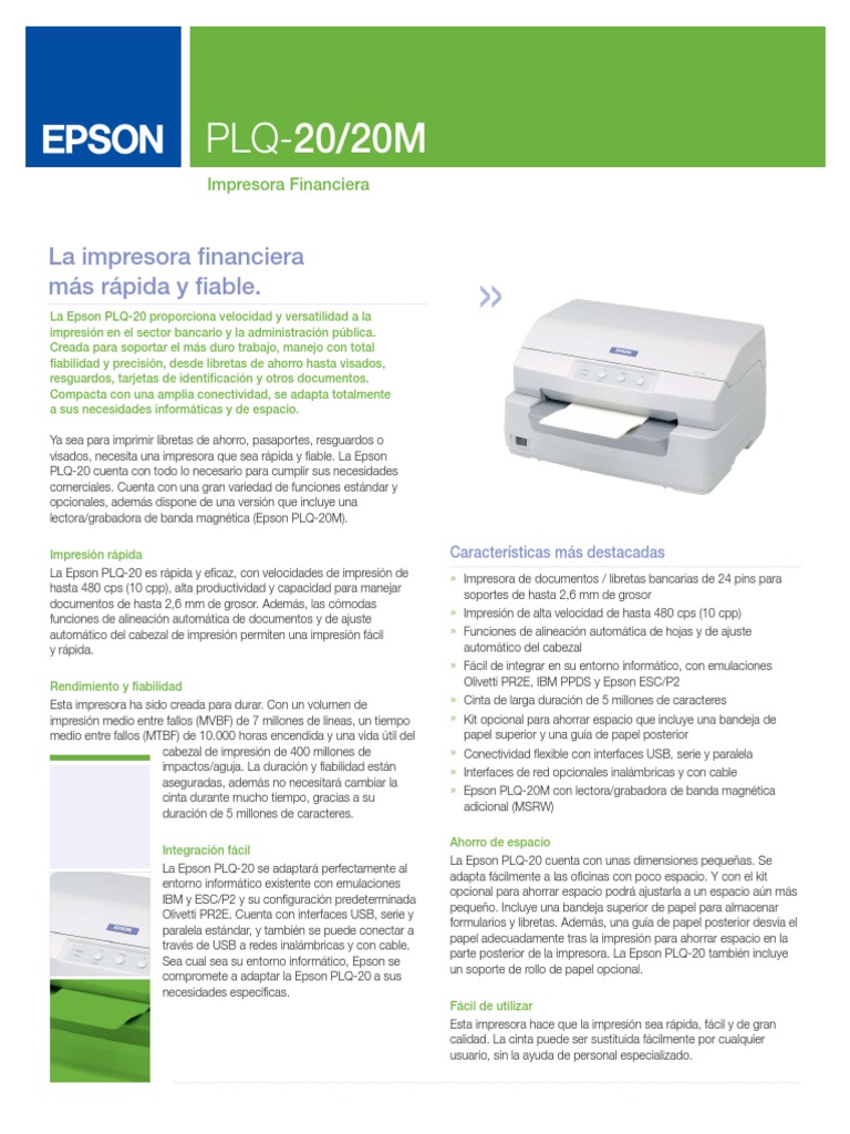 Ficha Técnica PLQ 20 | PDF | Impresora (Computación) | USB