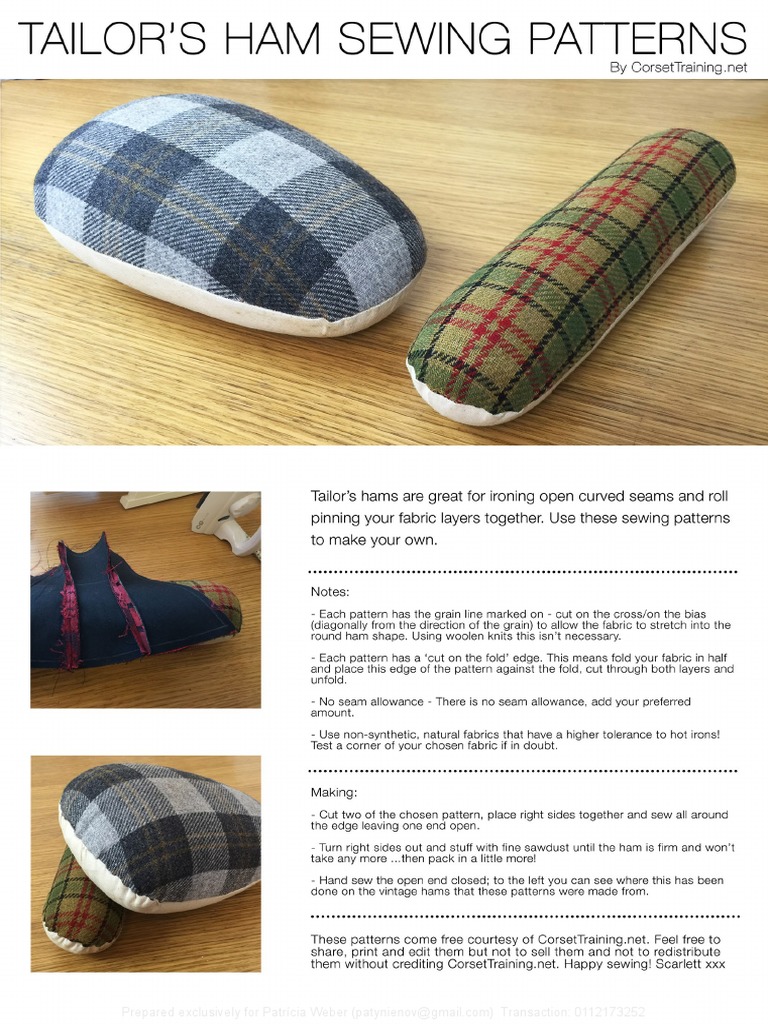 Tailors Ham Sewing Patterns | PDF
