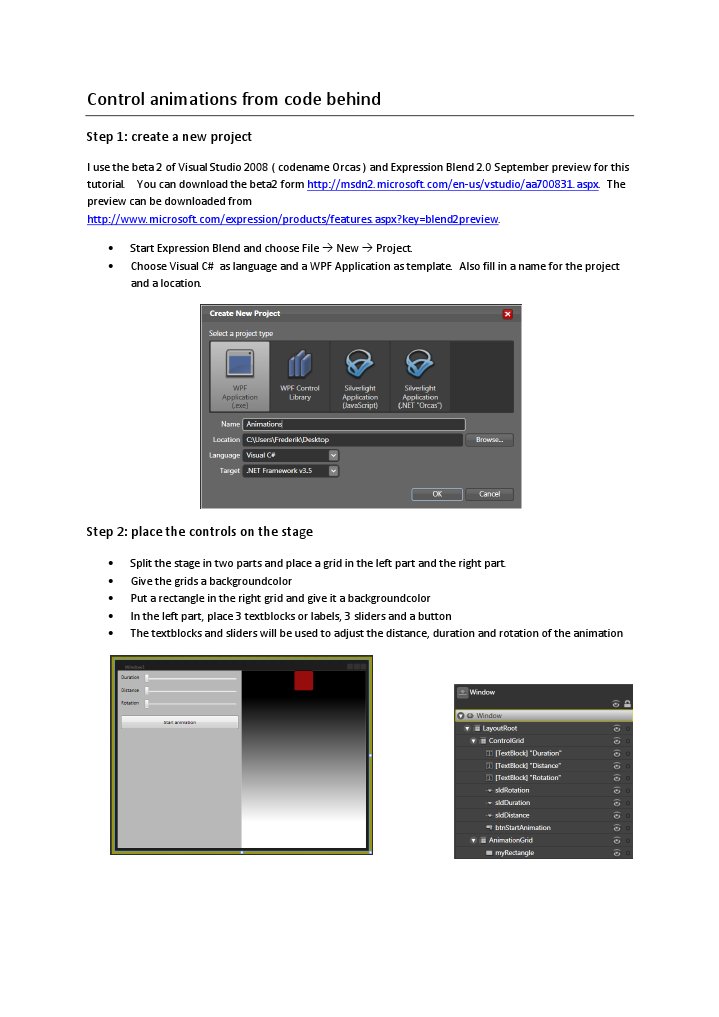 Control Animations From Code Behind: Step 1: Create A New Project | PDF ...