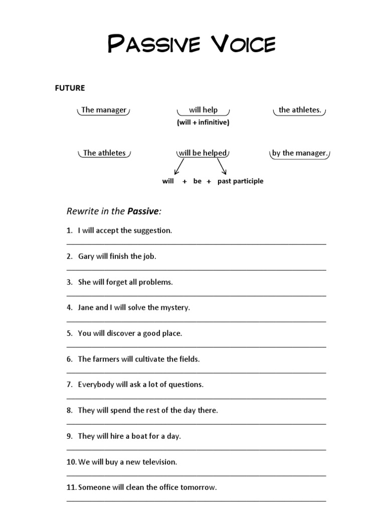 Future Passive Voice Exercises | PDF