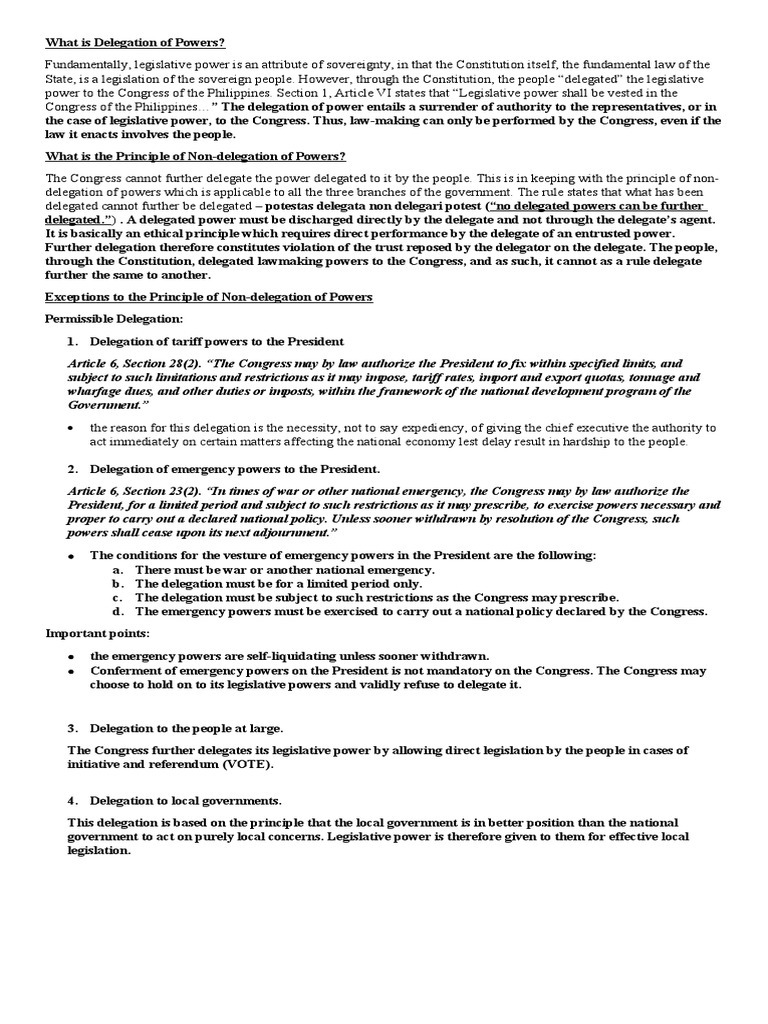 What Is Delegation of Powers | PDF | United States Congress | American ...